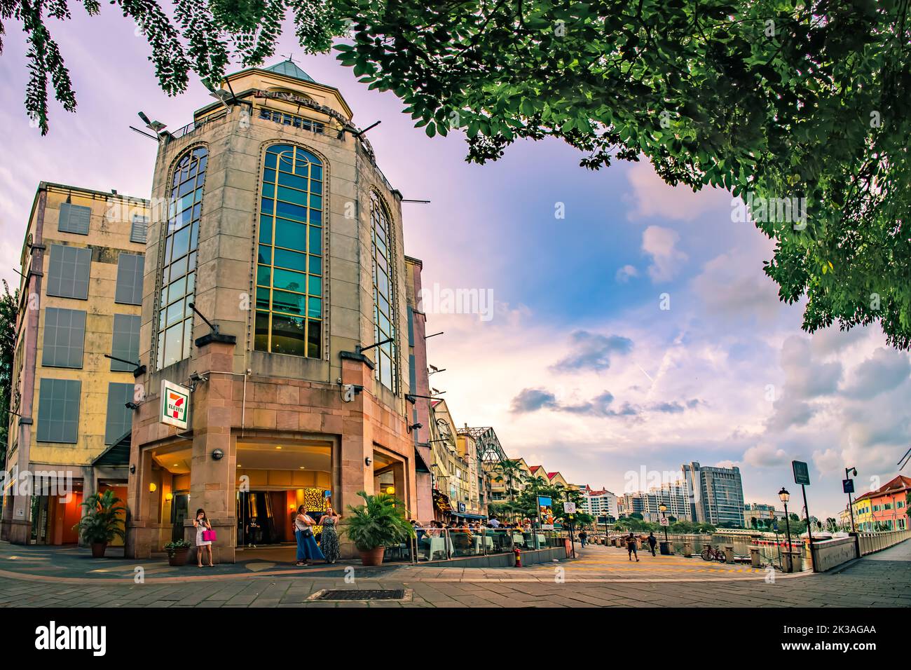 Scenic view of Riverside Point around Clarke Quay and Riverside area ...