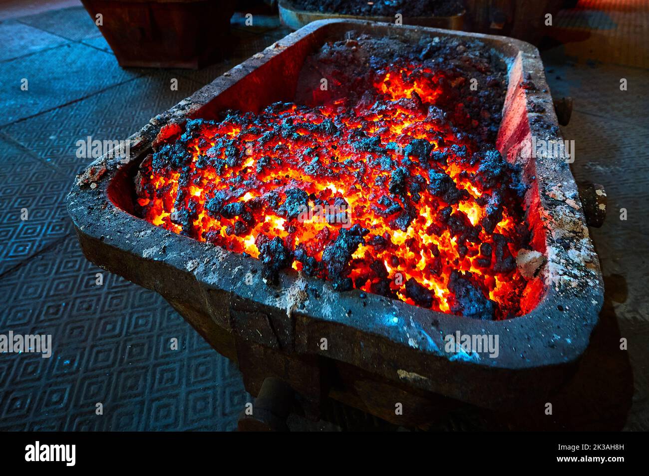 Bucket with hot melted smelter slag in production workshop Stock Photo ...