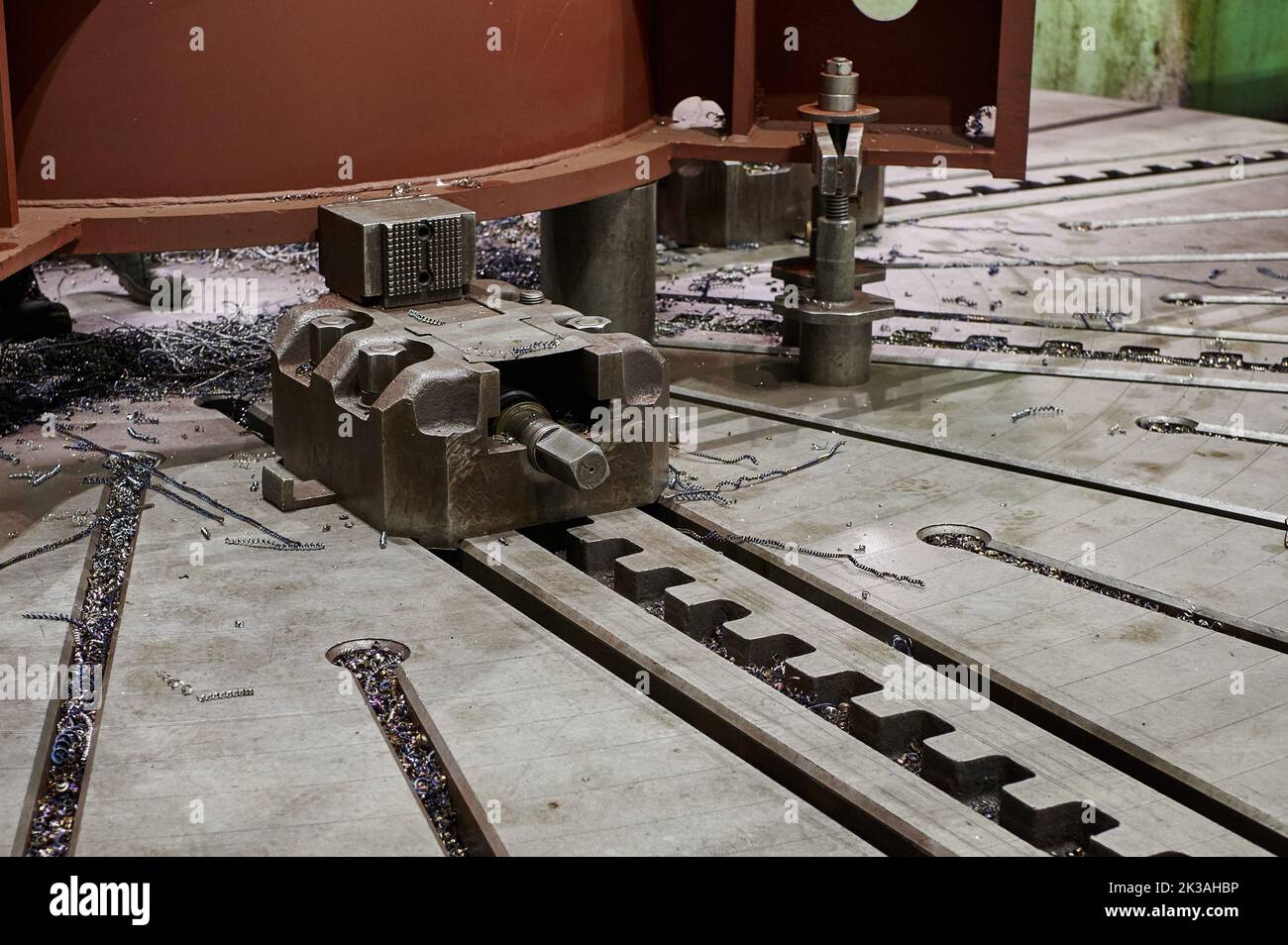 Fragment of the faceplate of a large carousel lathe Stock Photo - Alamy