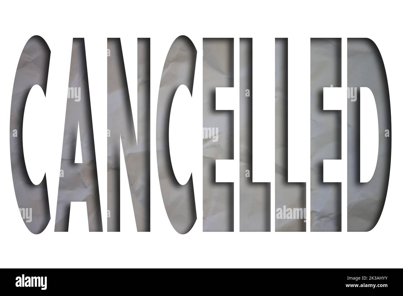 Cancelled text with Torn, Crumpled White Paper on colored background ...