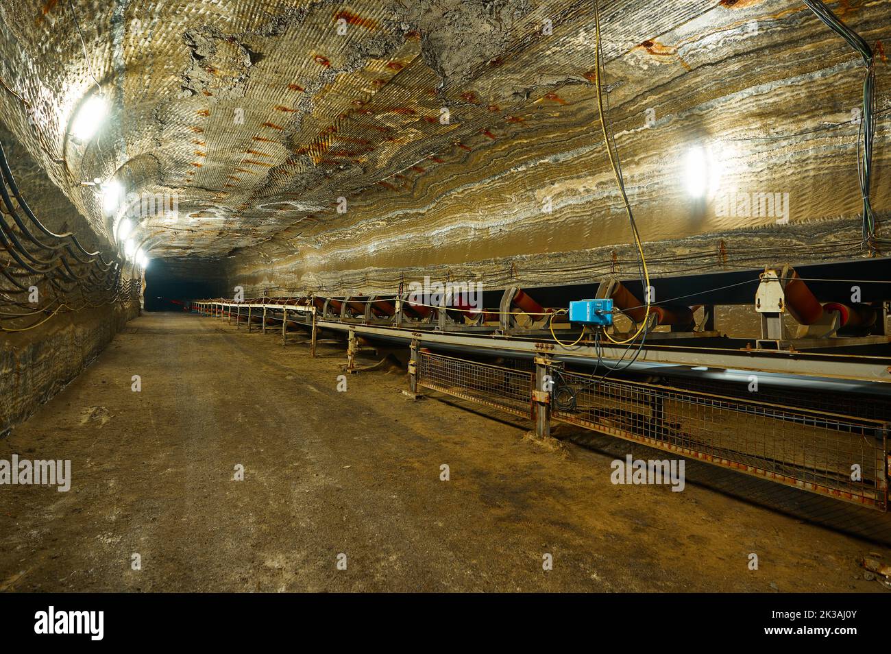 Production conveyor with steps and service ground in quarry Stock Photo ...