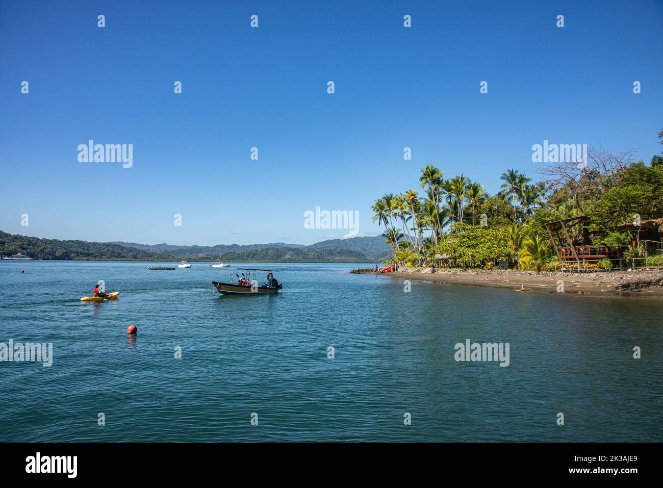 View of Isla Chiquita glamping resort, Isla Jesusita, Gulf of Nicoya ...