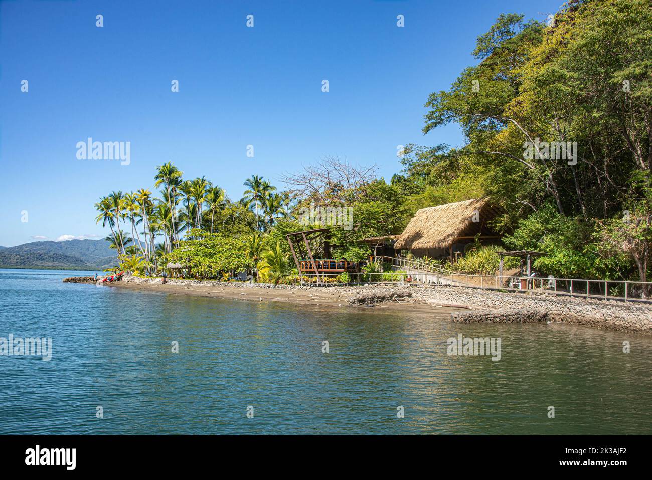 View of Isla Chiquita glamping resort, Isla Jesusita, Gulf of Nicoya ...