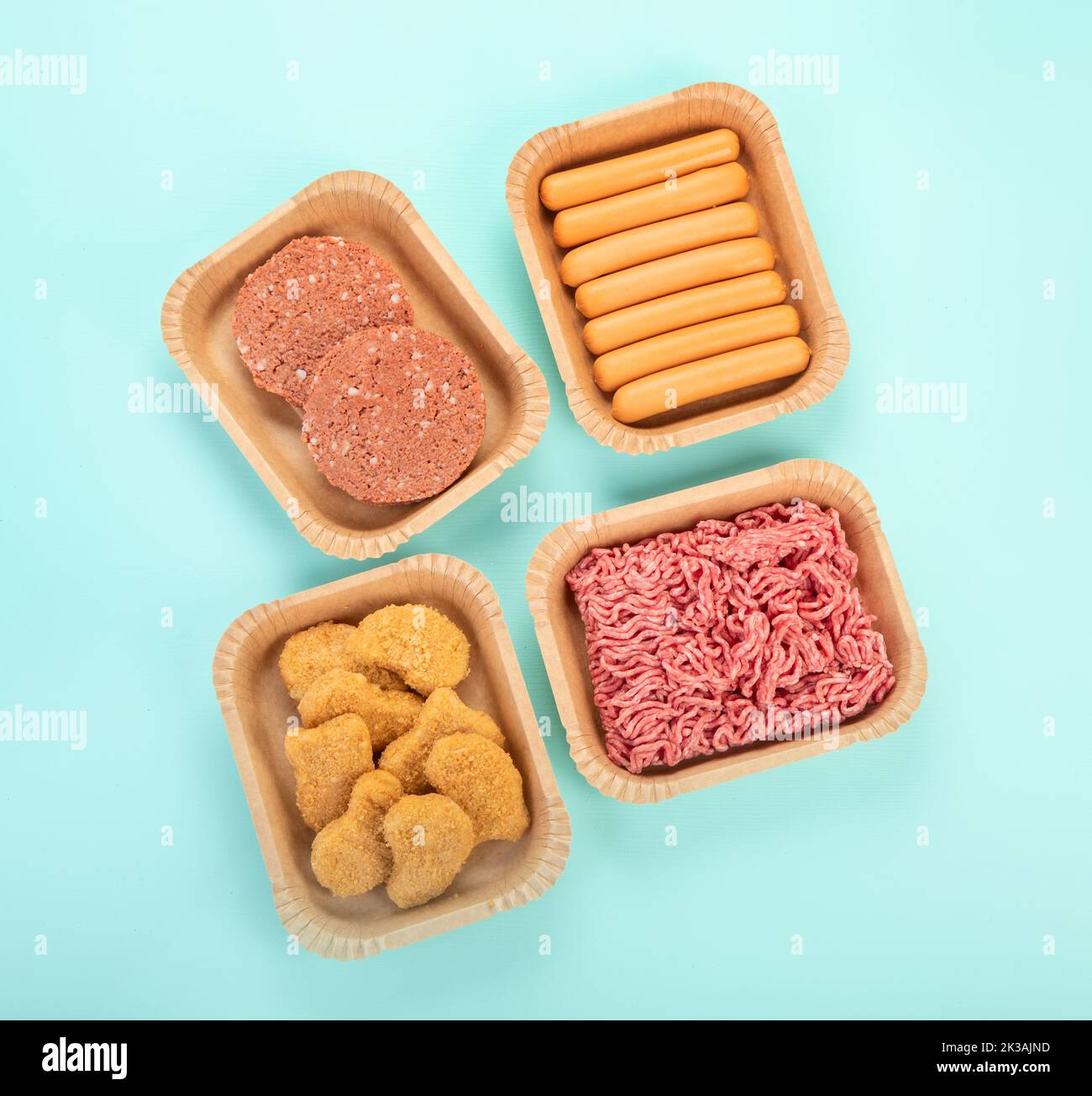 Variety of plant based meat. Plant based vegetarian alternative meat ...