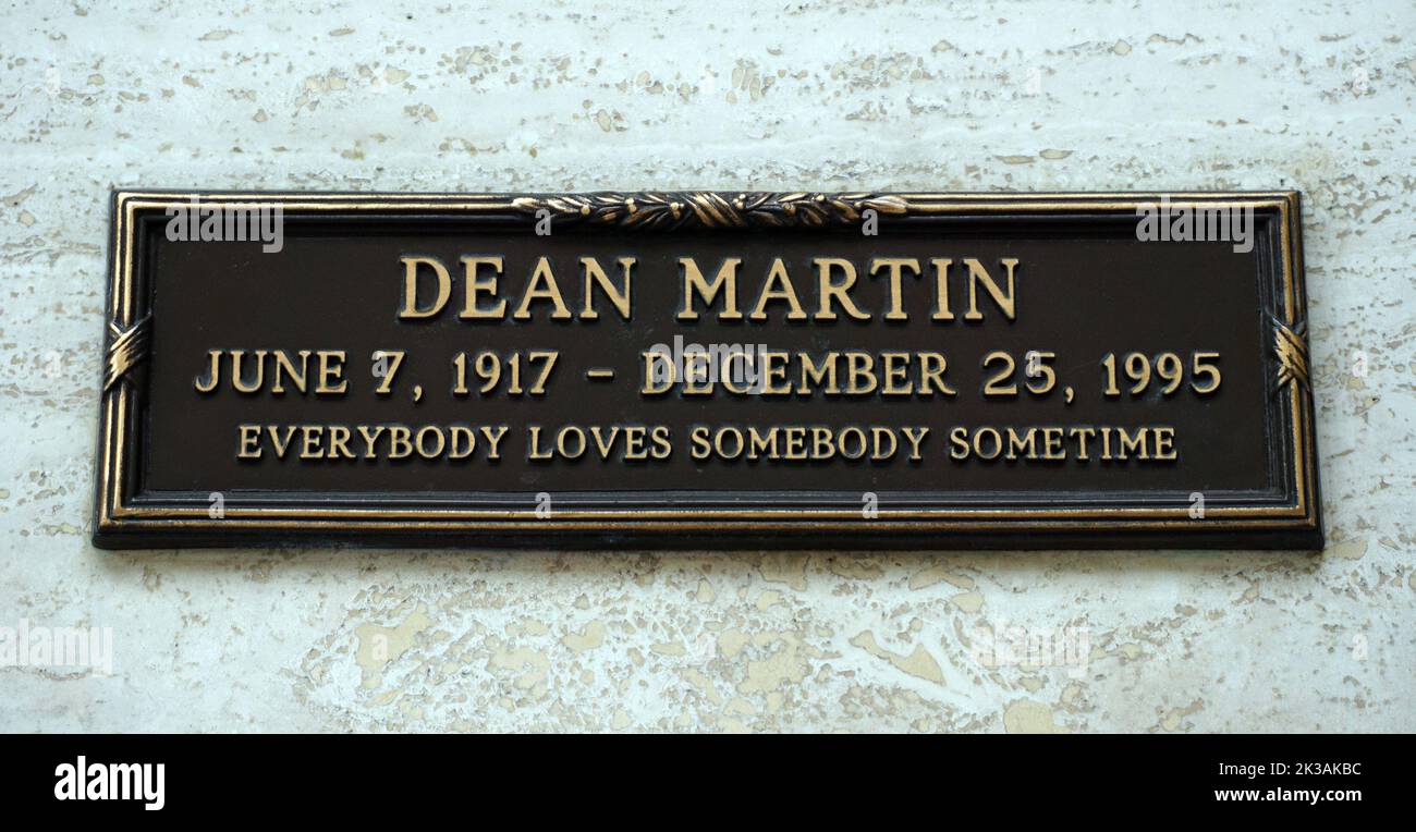 Los Angeles CA: Dean Martin Grave at Hollywood Forever Cemetery. Credit ...