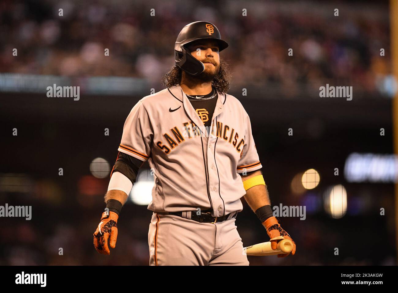 San Francisco Giants shortstop Brandon Crawford (35) walks back to the ...