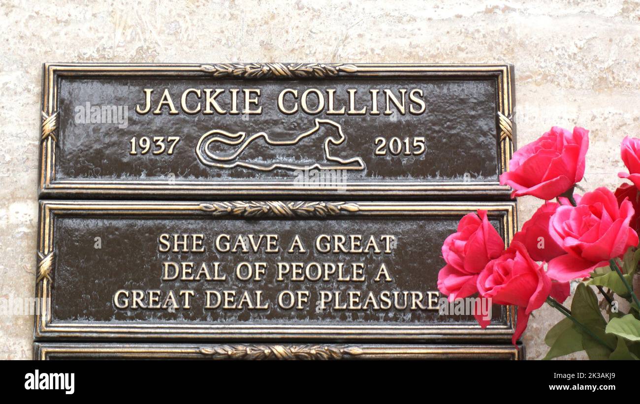 Los Angeles CA: Jackie Collins Grave at Hollywood Forever Cemetery ...