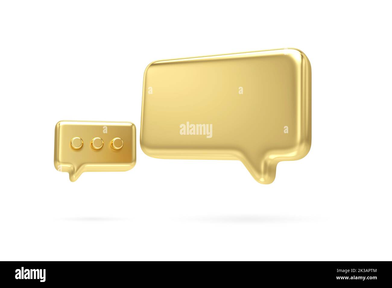 3d two blank gold speech bubble pin isolated on white background ...