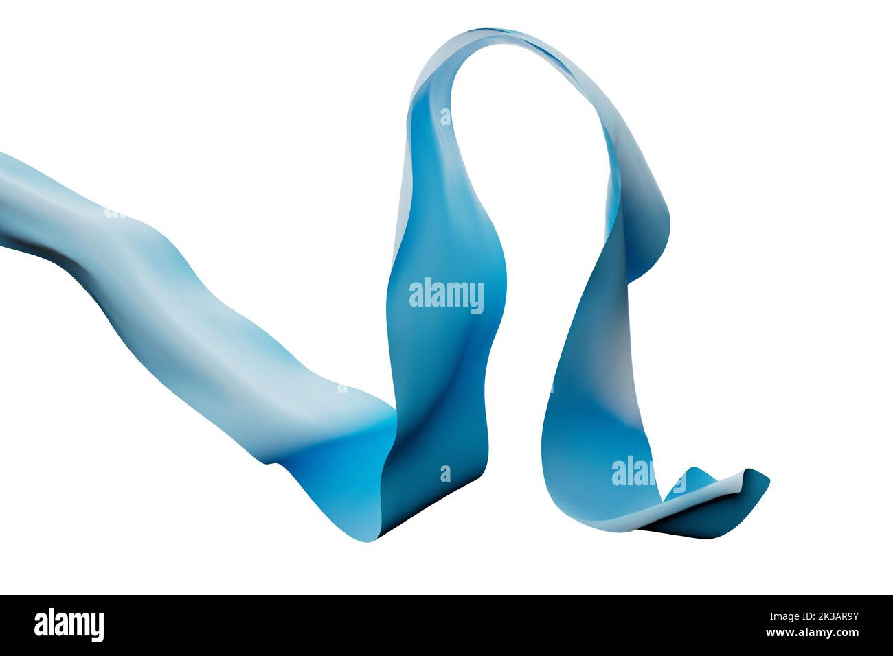 Swirling blue fabric ribbon on white background 3d render Stock Photo ...