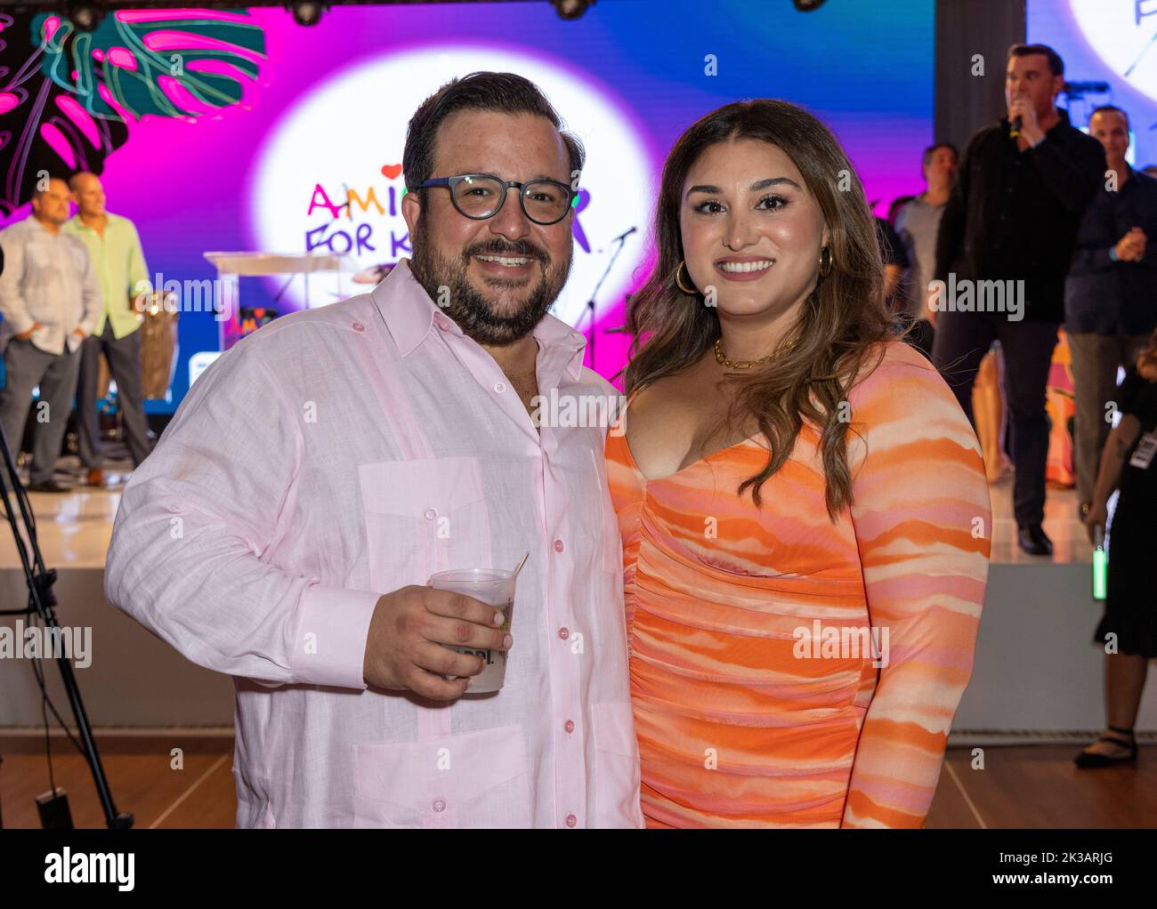 MIAMI, FL - SEP 24:Nicolas Lebess and Desiree Valls are seen during ...