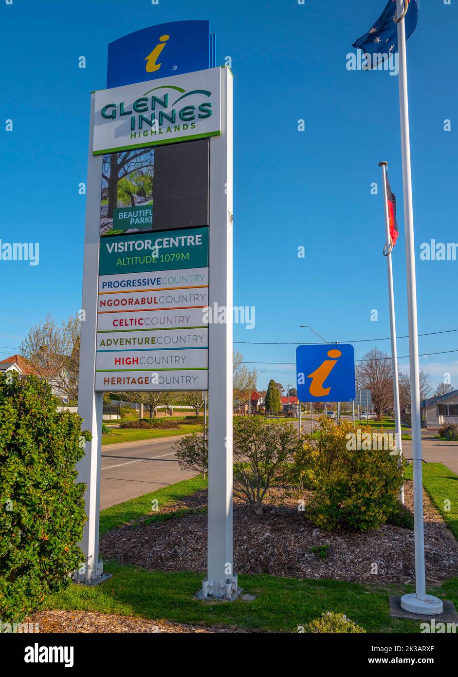 Signs outside the Touirst Centre in Glen Innes, northern new south ...