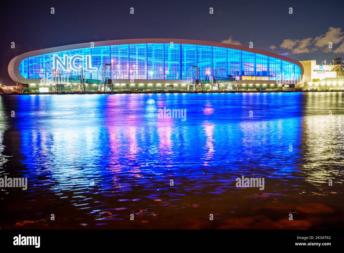 Miami, FL, USA - September 26, 2022: Night photo Norwegian Cruiseline ...