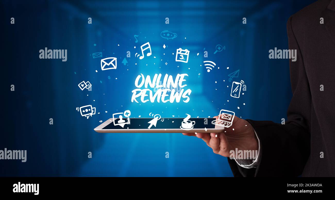 Person holding tablet, social network concept Stock Photo - Alamy