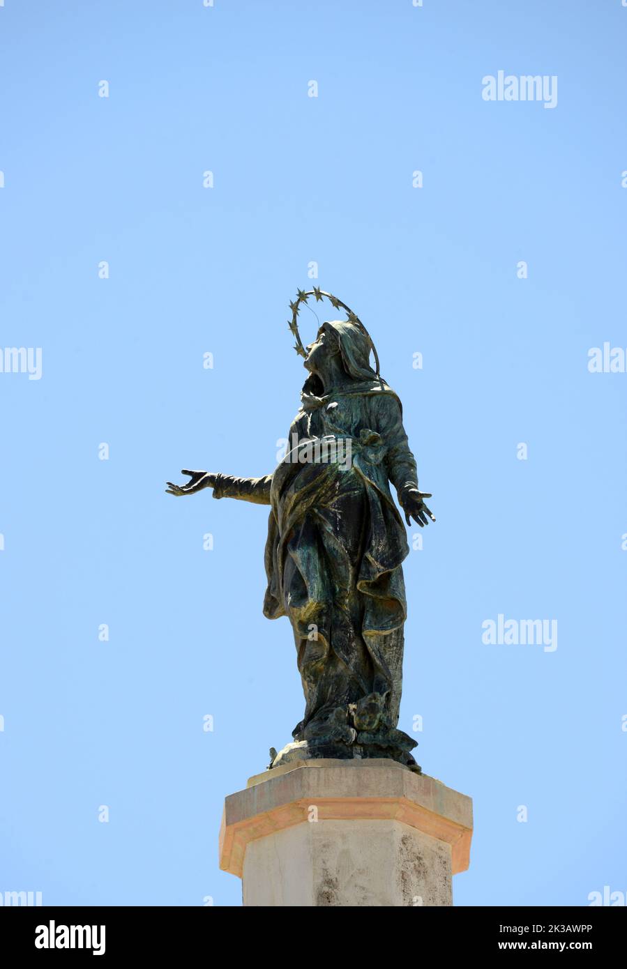 Statue on top of Terra Sancta Chapel in central Jerusalem, Israel Stock ...