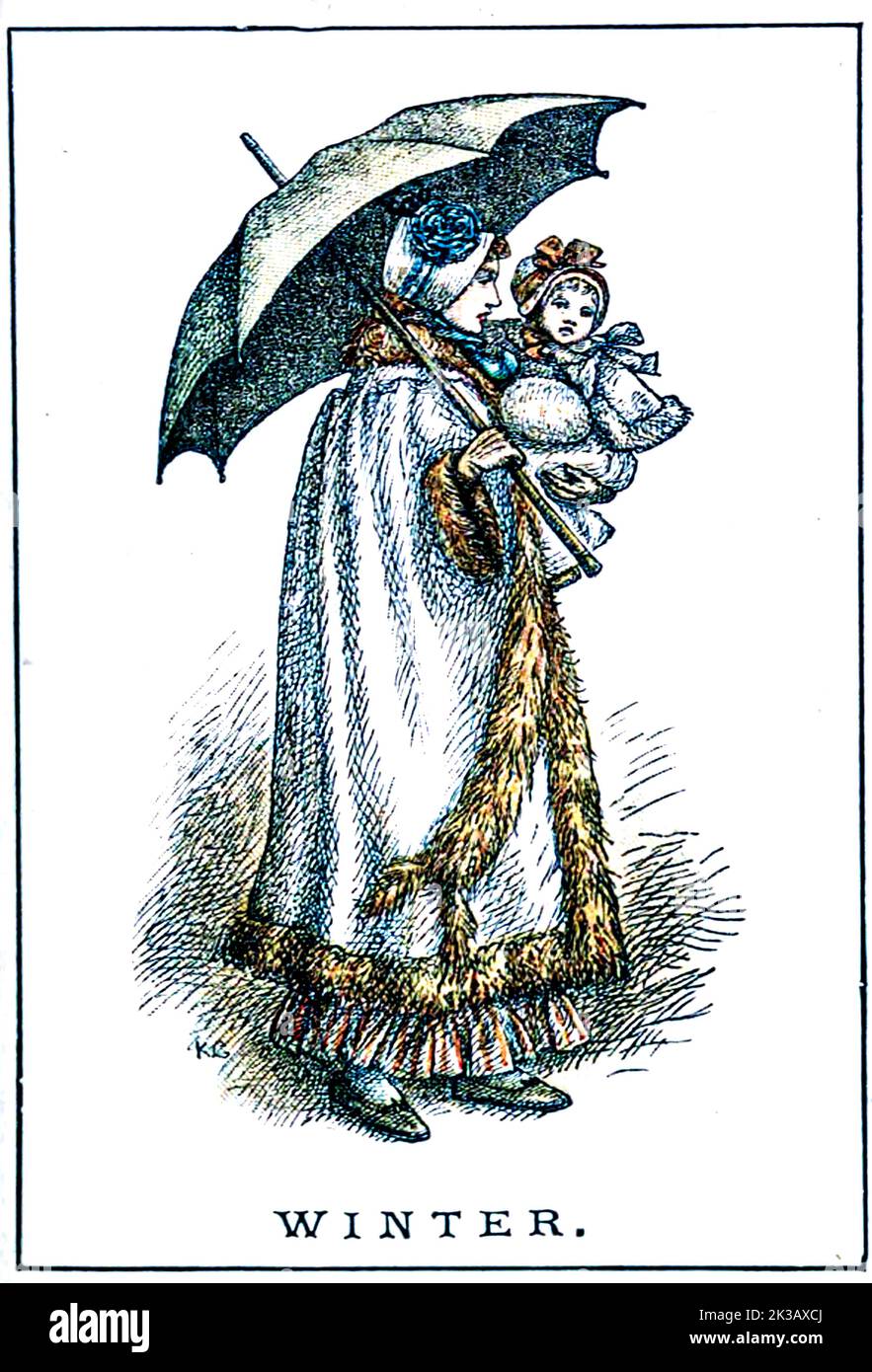 Kate Greenaway's Almanac for Winter 1893 Stock Photo - Alamy
