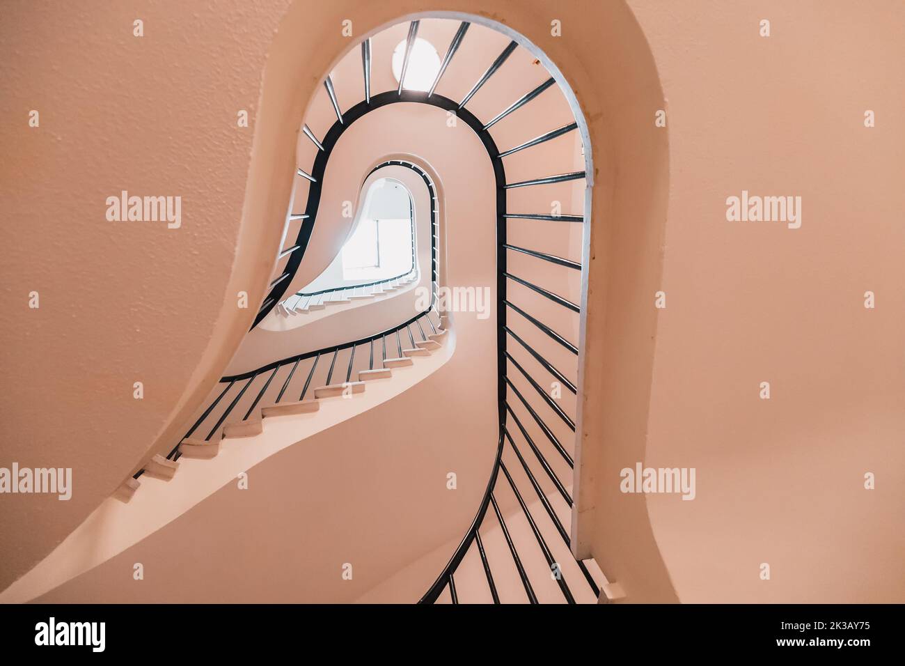 Geometric spiral pattern extending down the architectural elements of ...