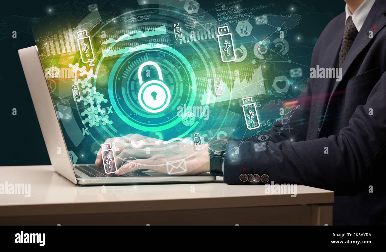 Business hand typing on a modern laptop Stock Photo - Alamy