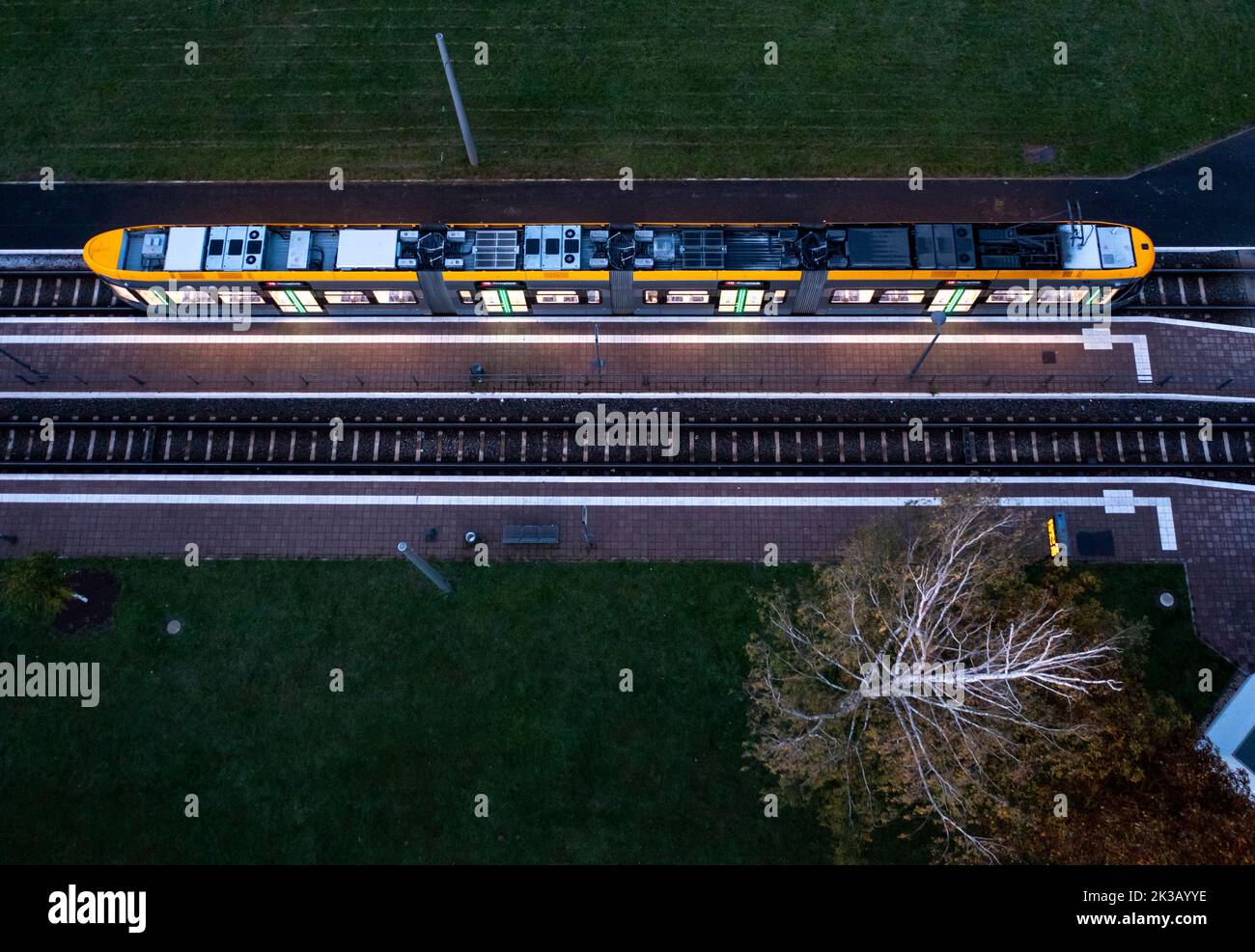 Leipzig, Germany. 26th Sep, 2022. An illuminated streetcar of the ...
