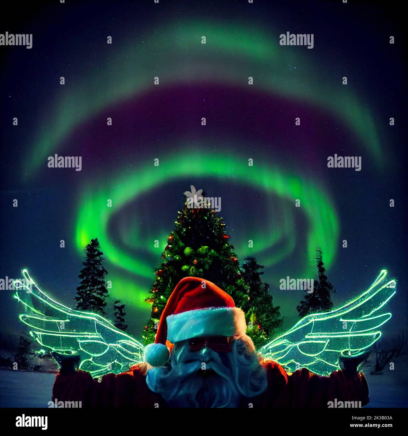Santa's house at the North Pole in the Arctic circle Northern Lights in ...