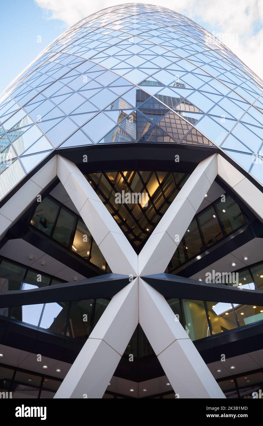 London, United Kingdom - April 25, 2019: Facade of 30 St Mary Axe ...