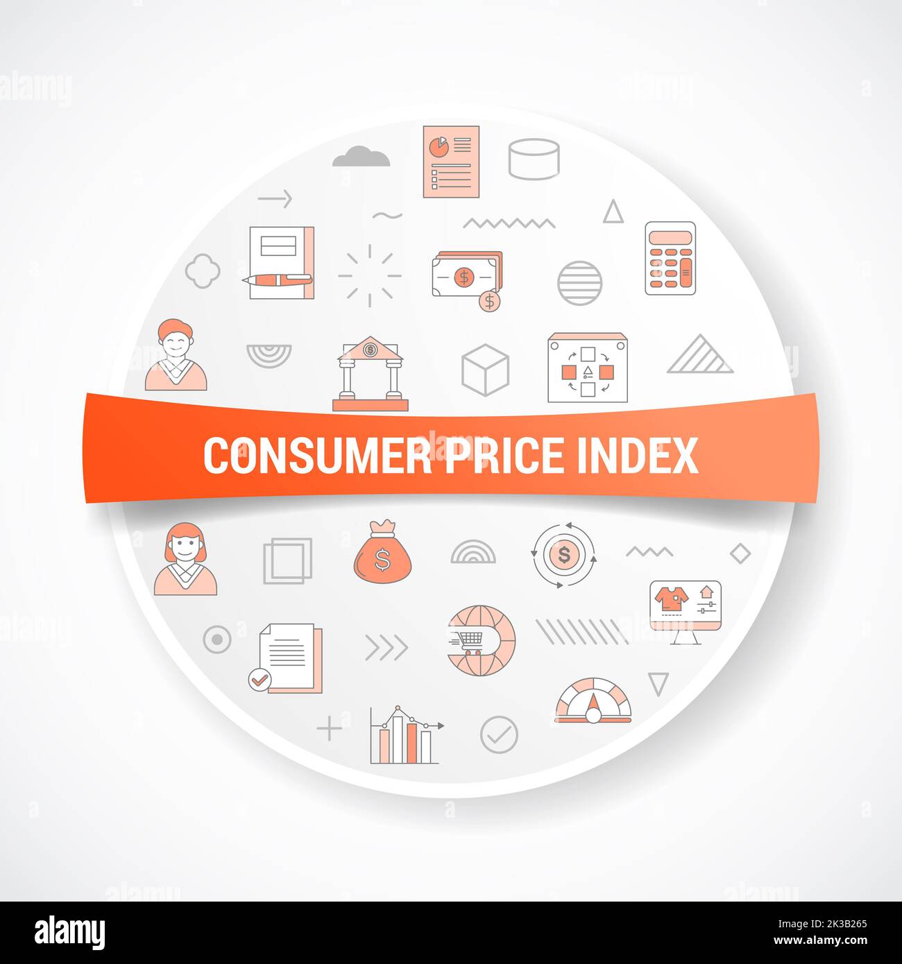 cpi consumer price index concept with icon concept with round or circle ...
