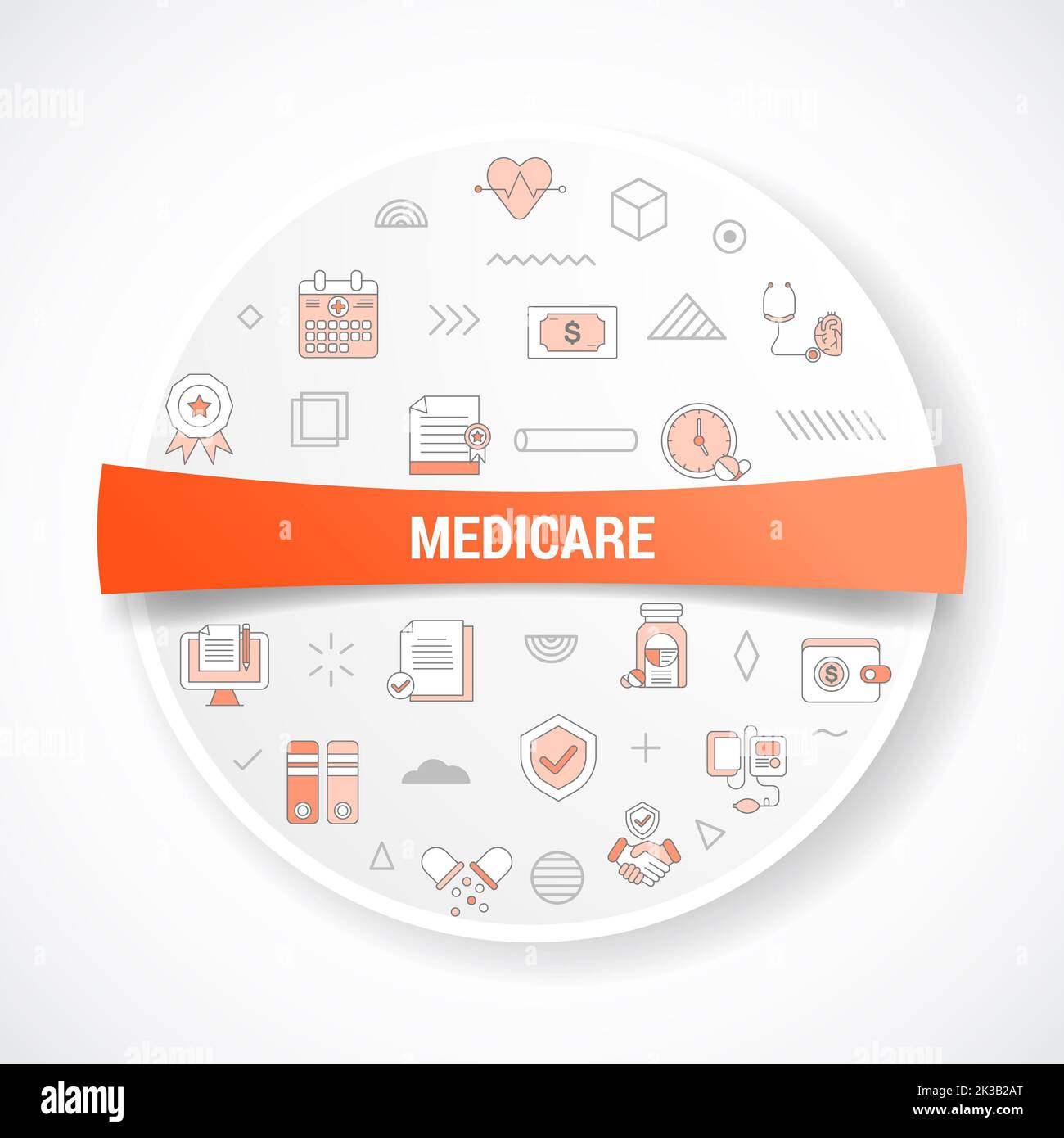 medicare concept with icon concept with round or circle shape for badge ...
