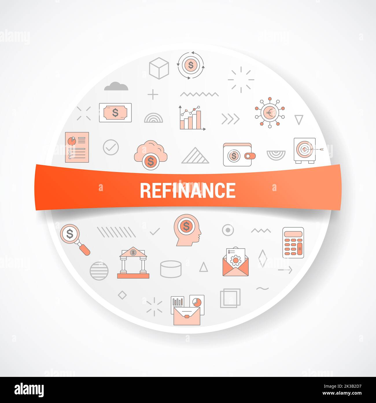 refinance concept with icon concept with round or circle shape for ...