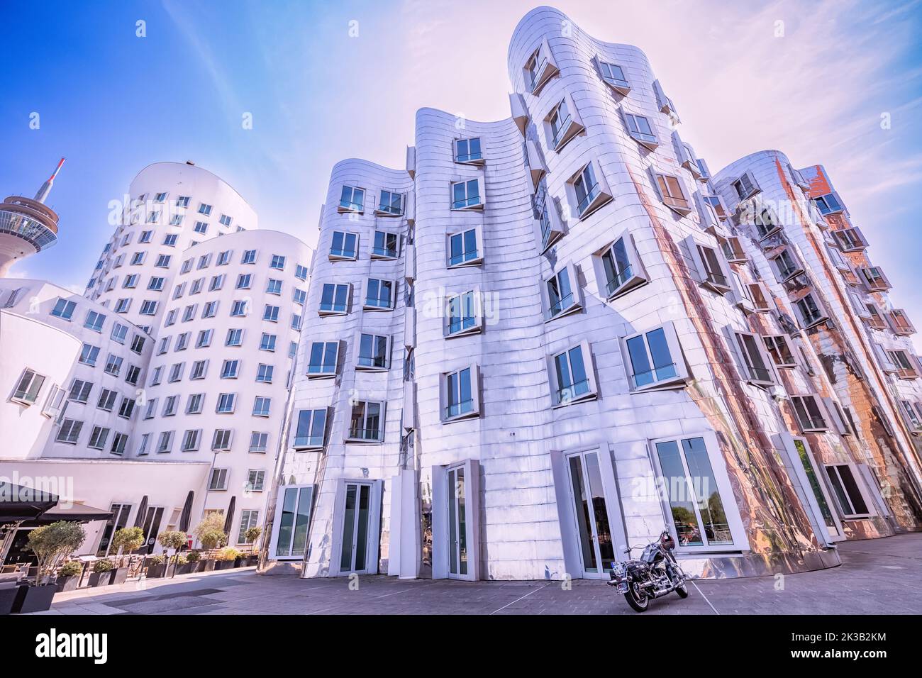 23 July 2022, Dusseldorf, Germany: Gehry Bauten or Zollhof unusual ...