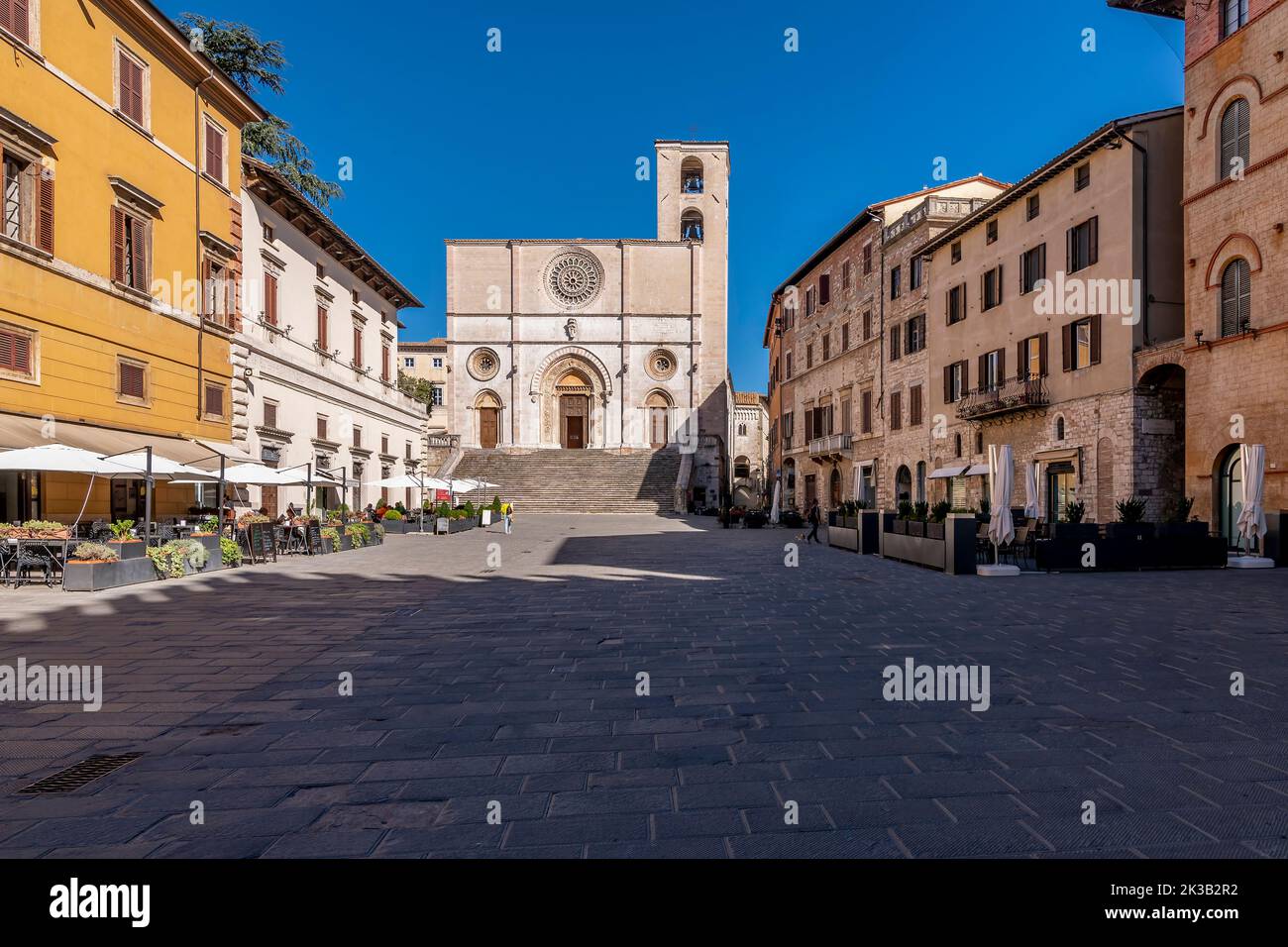 The Duomo and Piazza del Popolo square, historic center of Todi ...