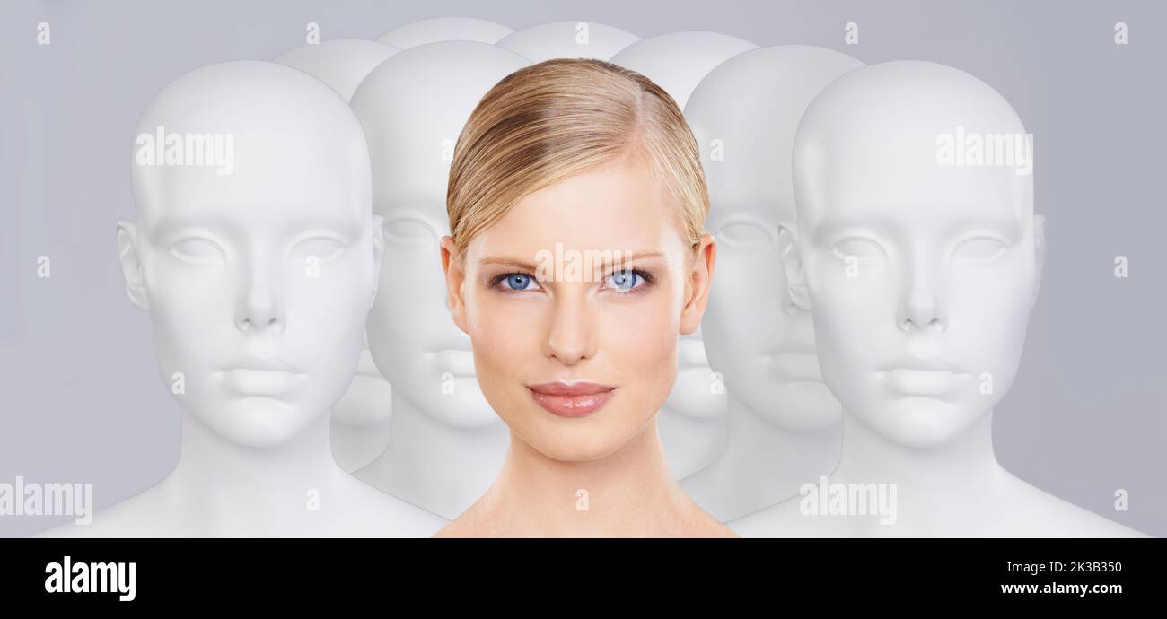 Bring your beauty to life. A young woman standing amongst a group of ...