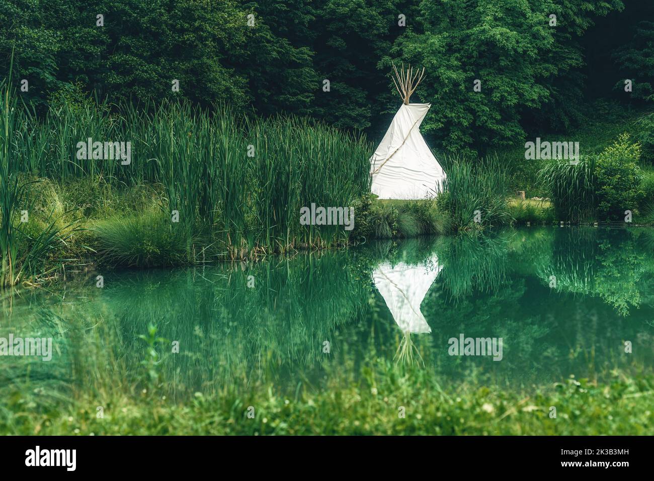 White teepee tent in camping hi-res stock photography and images - Alamy