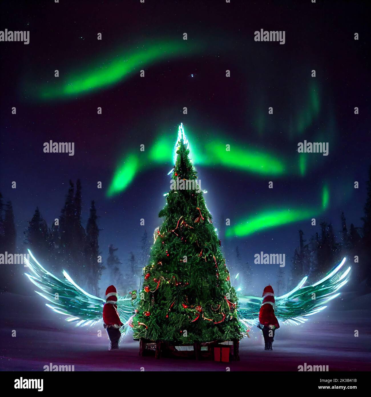 Santa's house at the North Pole in the Arctic circle Northern Lights in ...