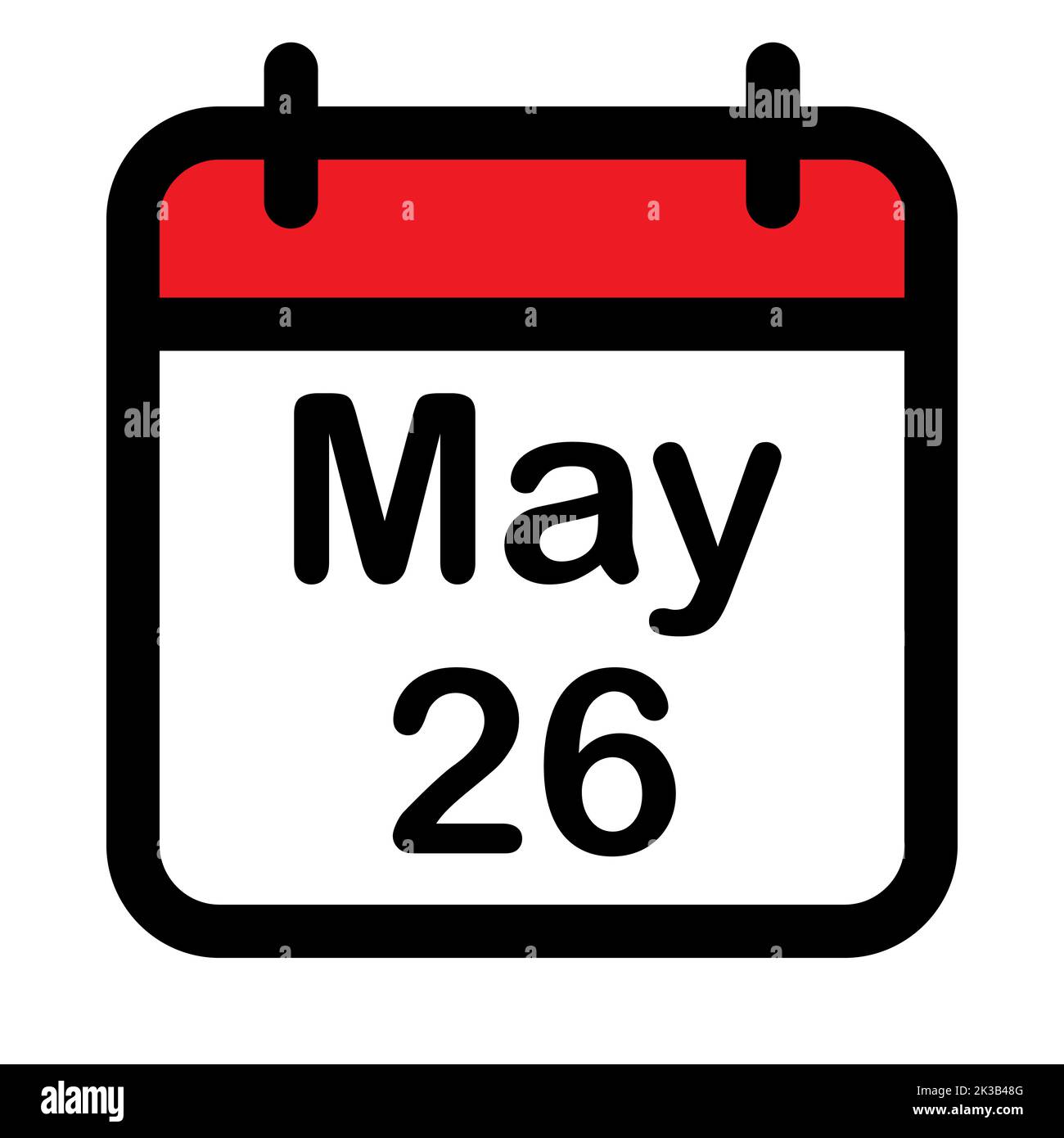 Calendar icon with twenty sixth may, vector illustration Stock Vector ...