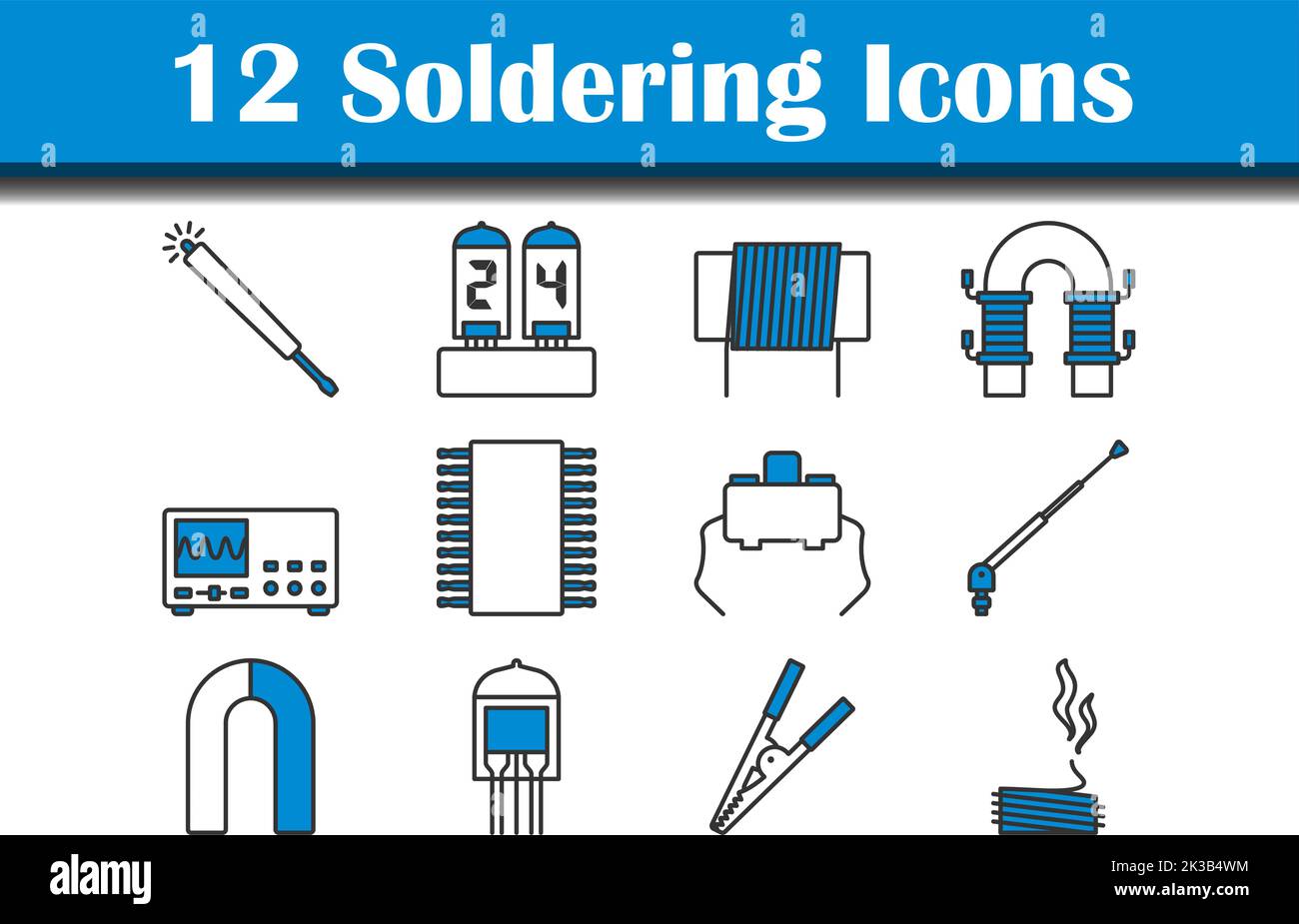 Soldering Icon Set. Editable Bold Outline With Color Fill Design ...
