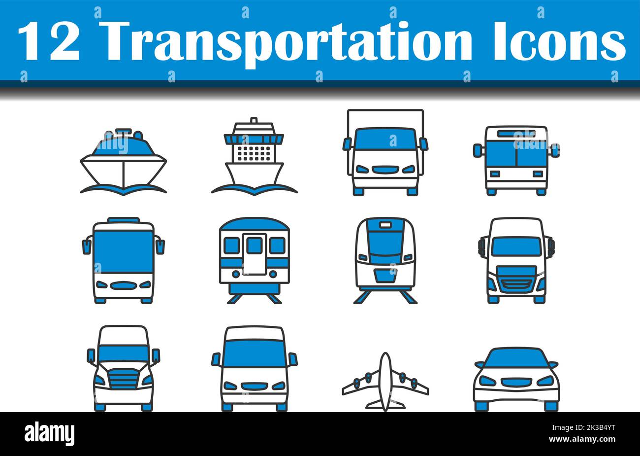 Transportation Icon Set. Editable Bold Outline With Color Fill Design ...