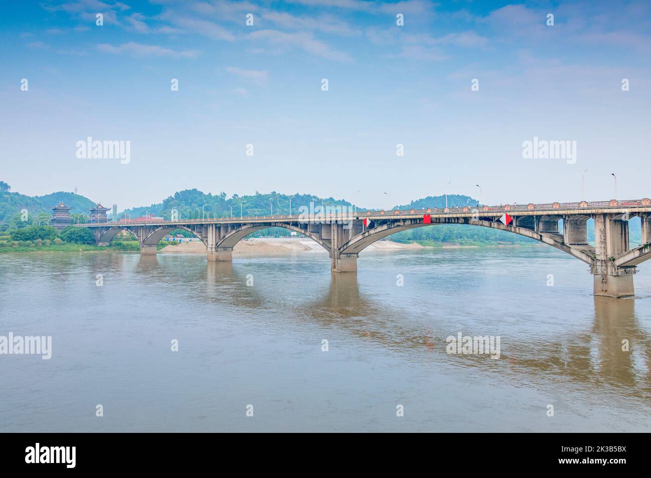 Dusk view of the Leshan Min River Bridge in Sichuan Province, China ...