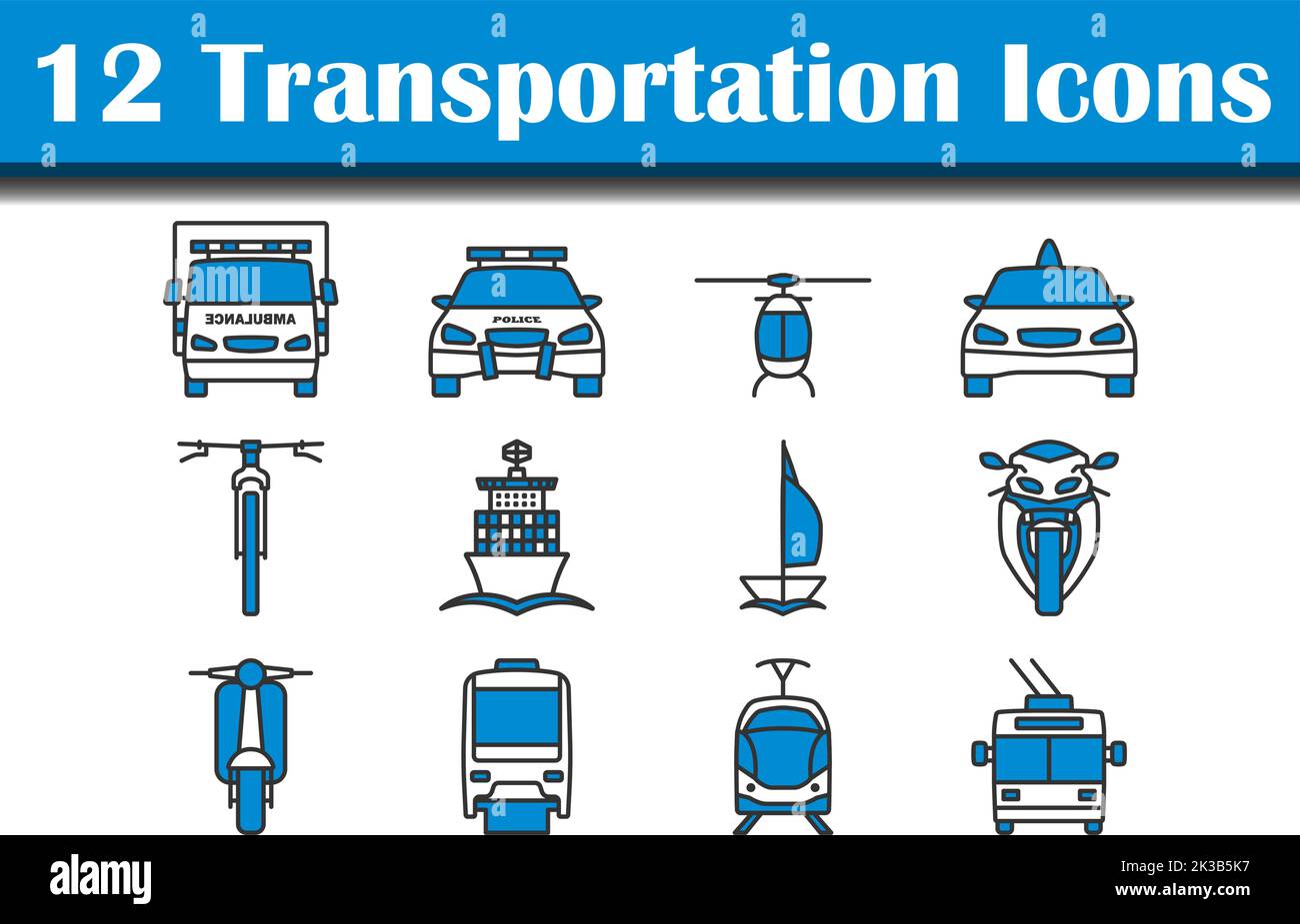 Transportation Icon Set. Editable Bold Outline With Color Fill Design ...