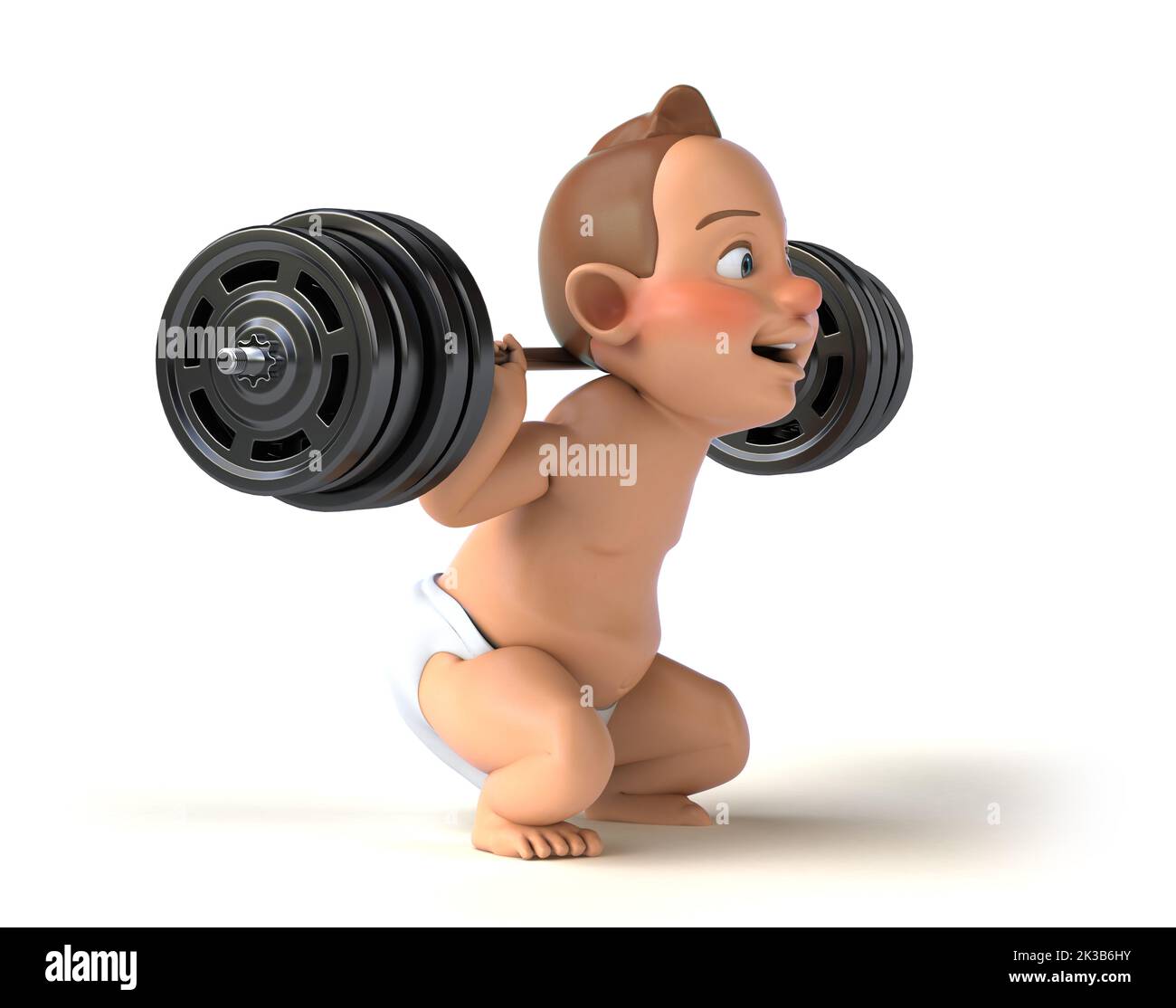 Fun 3D cartoon baby squatting Stock Photo - Alamy