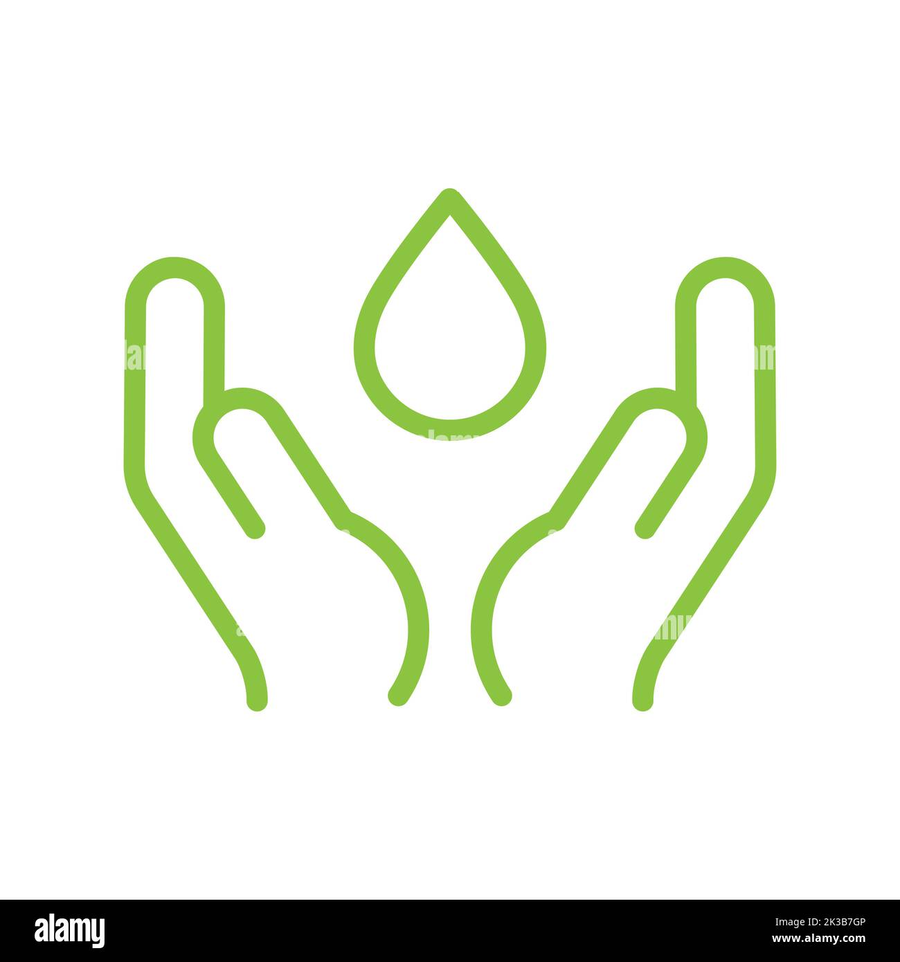 Human hands and water drop vector icon. Renewable, alternative energy ...
