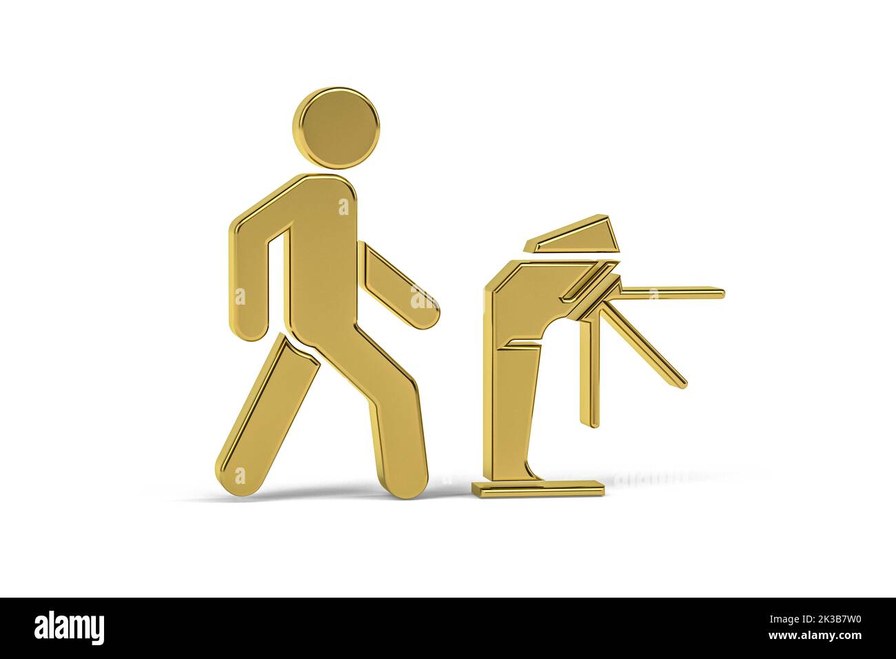 Golden 3d ticket gate icon isolated on white background - 3d render ...