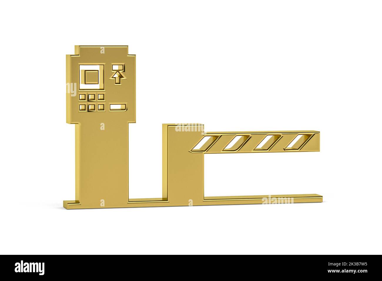 Golden 3d ticket gate icon isolated on white background - 3d render ...