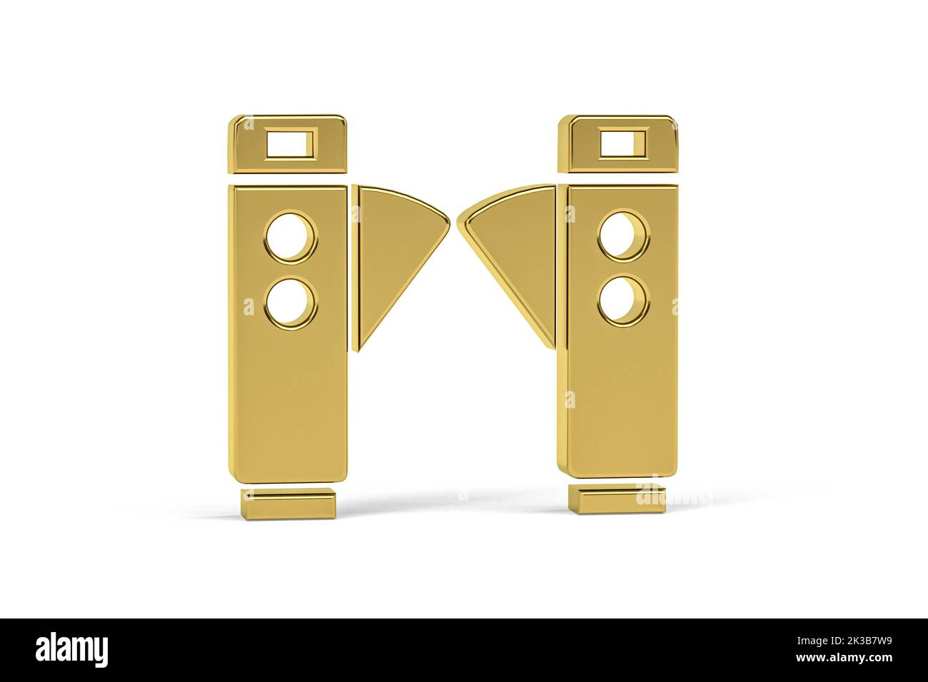 Golden 3d ticket gate icon isolated on white background - 3d render ...