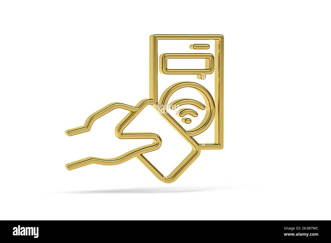 Golden 3d ticket gate icon isolated on white background - 3d render ...