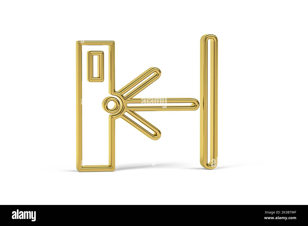 Golden 3d ticket gate icon isolated on white background - 3d render ...