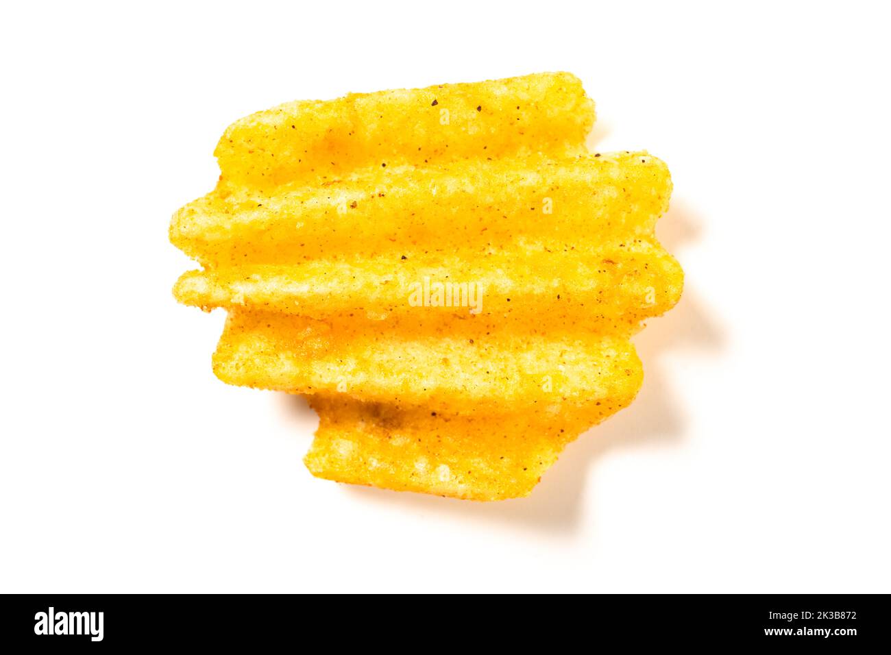 top view piece of potato chip on white Stock Photo - Alamy