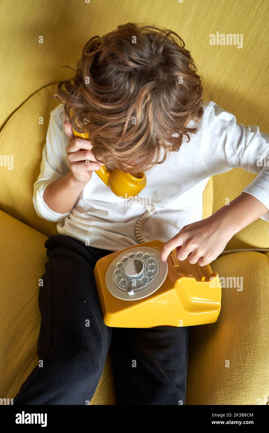Old fashioned phone from above hi-res stock photography and images - Alamy