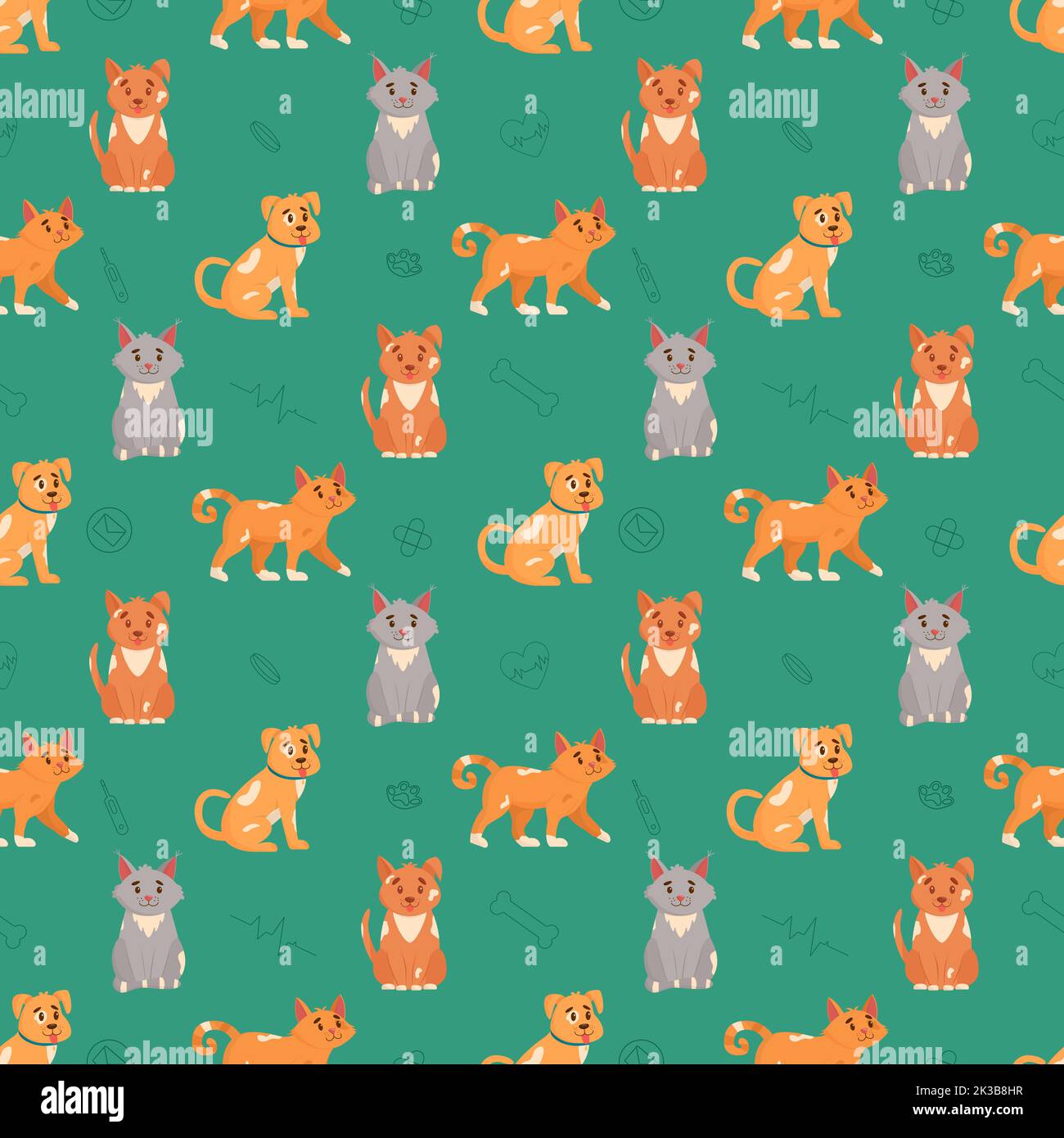 Dogs and cats seamless pattern. Flat vector illustration Stock Vector ...