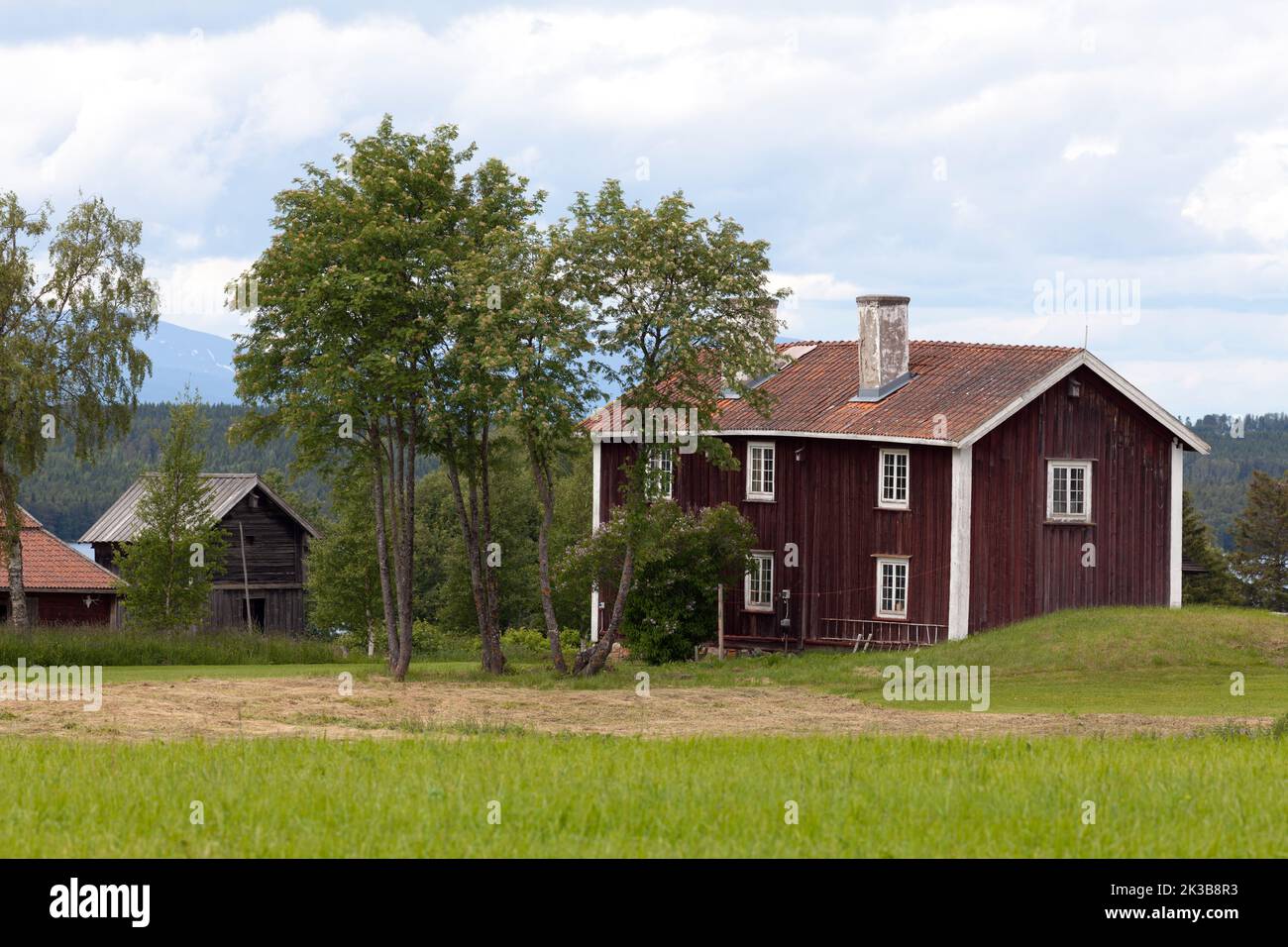 GREAT LAKE, SWEDEN ON JULY 03, 2012. View of wooden buildings on a farm ...