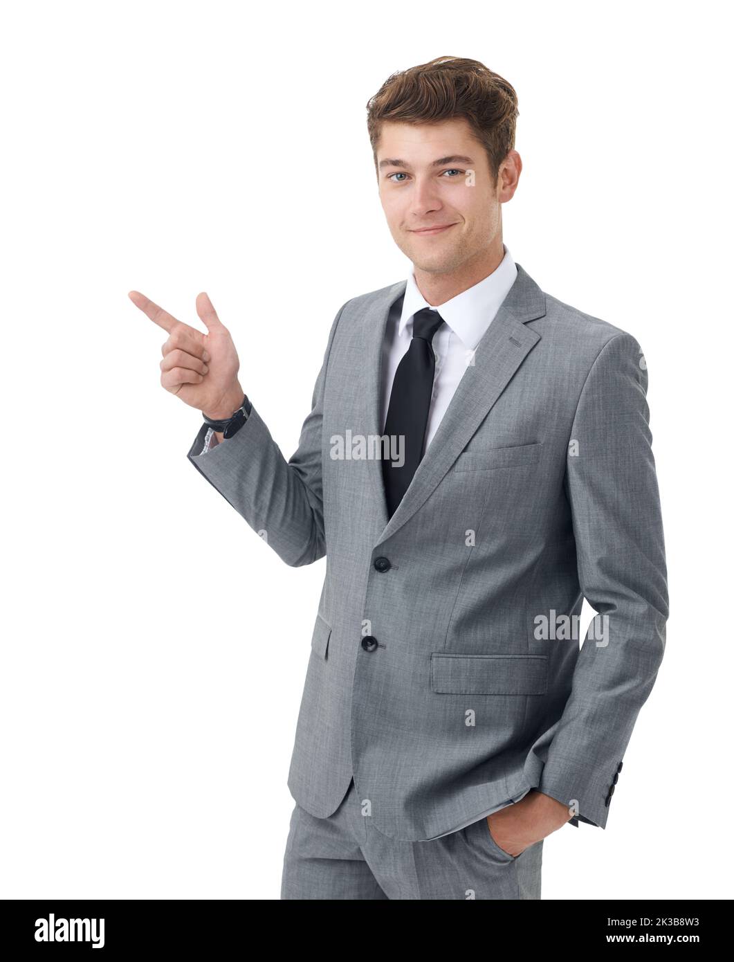 Business people smiling pointing towards hi-res stock photography and ...