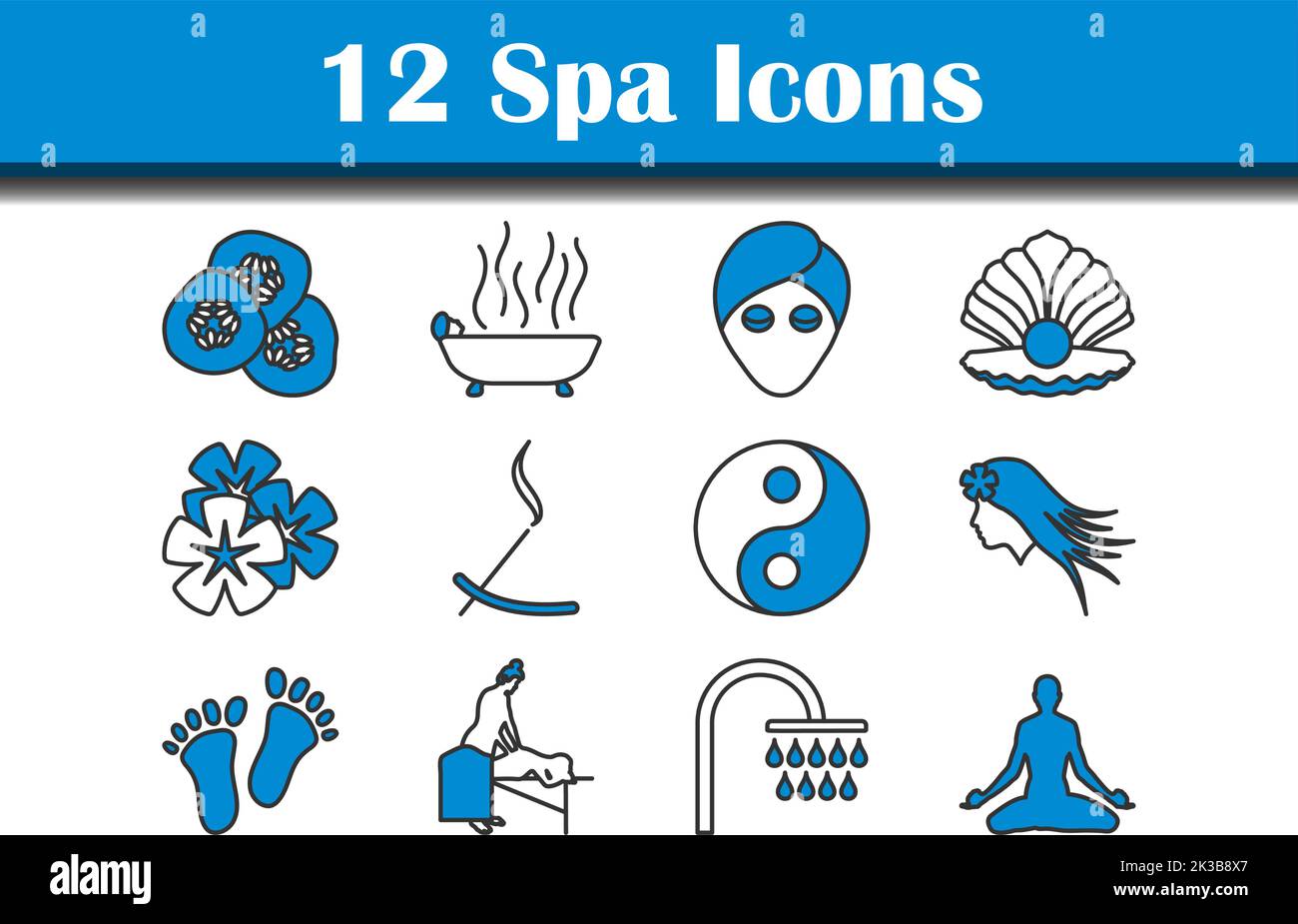 Spa Icon Set. Editable Bold Outline With Color Fill Design. Vector ...